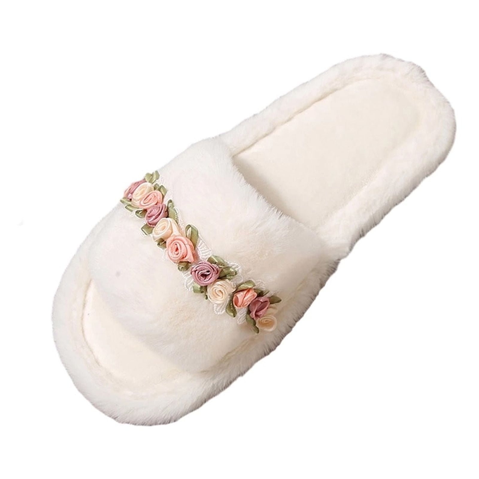 Fengactive Women's Indoor Soft Slippers with Flower Decoration for ...
