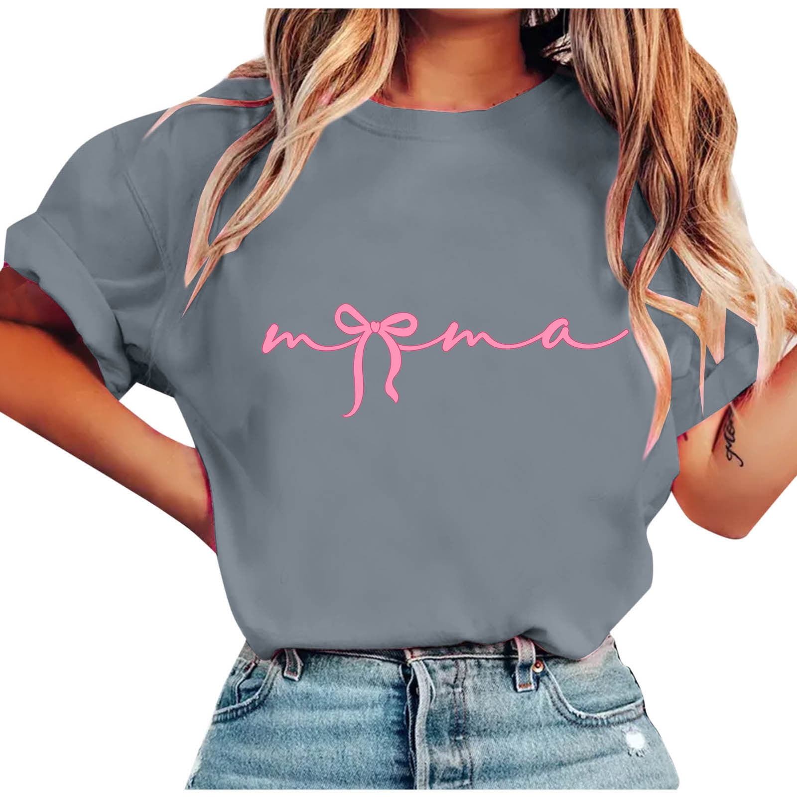 Fengactive Women's Mothers Day T Shirts Shirt Short Sleeve Crew Neck ...