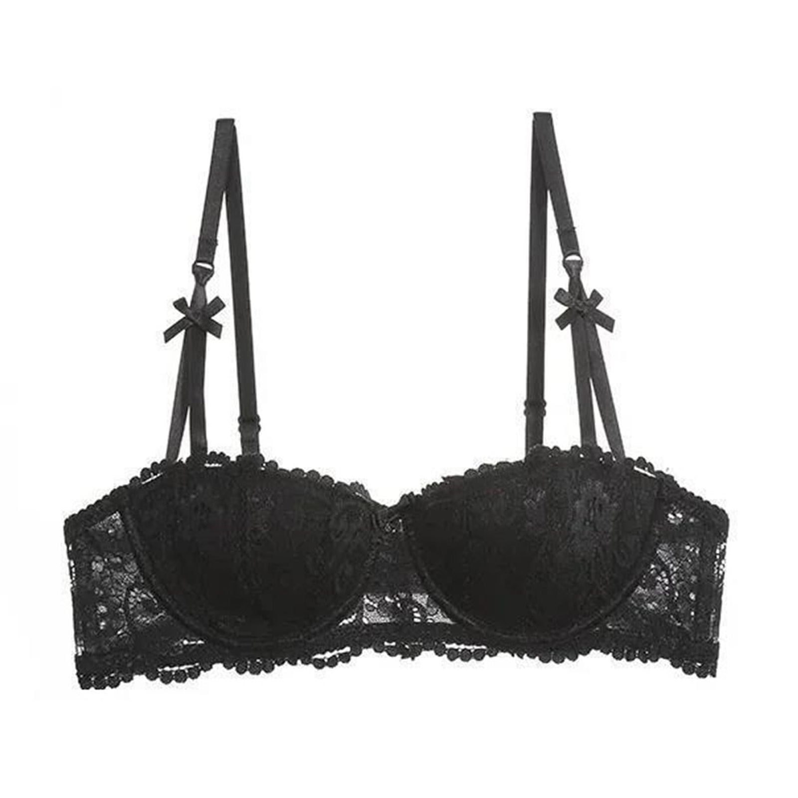 Fengactive Women's Sexy Balconette Bras Push Up Lace Lingerie with Bow ...