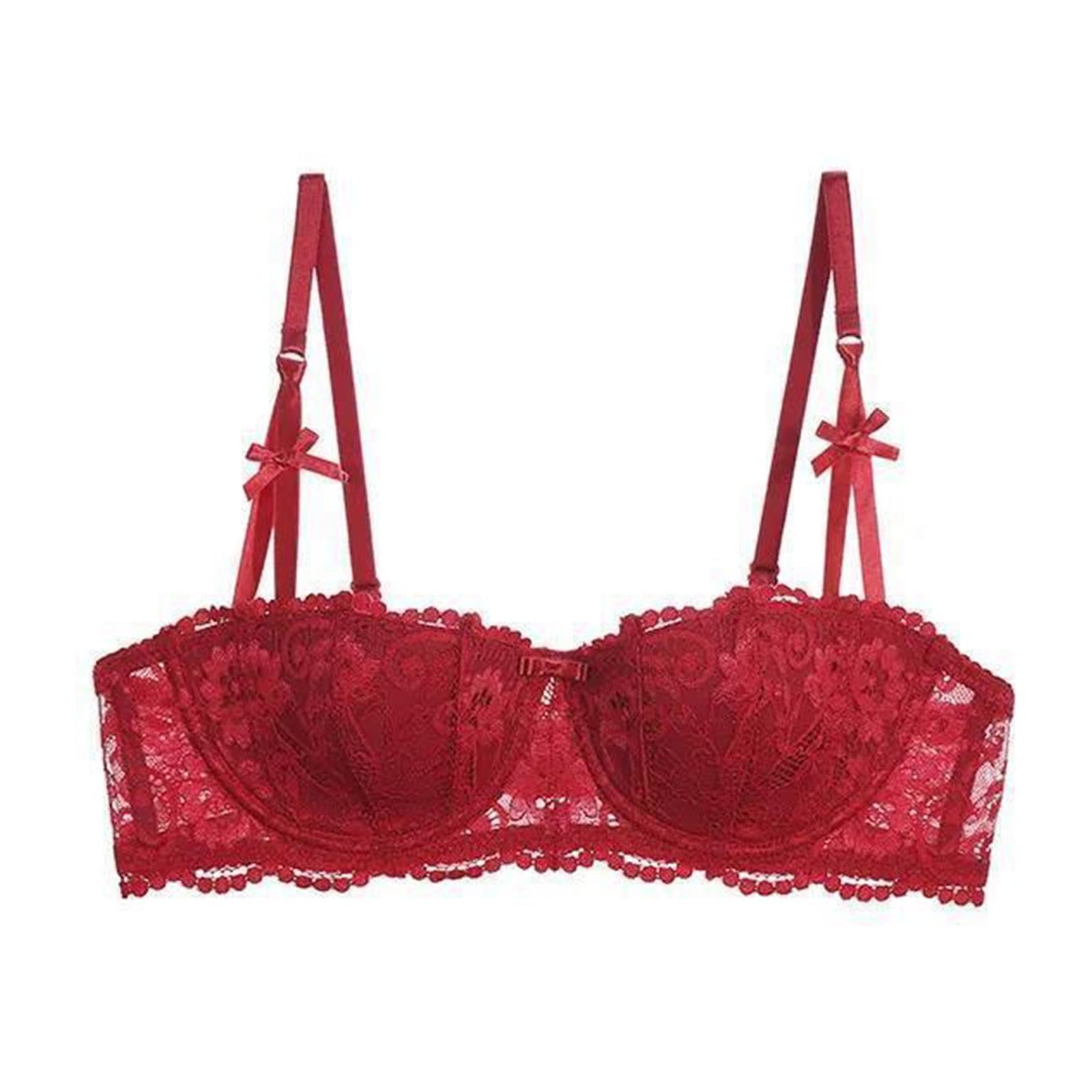 Fengactive Women's Sexy Balconette Bras Push Up Lace Lingerie with Bow ...