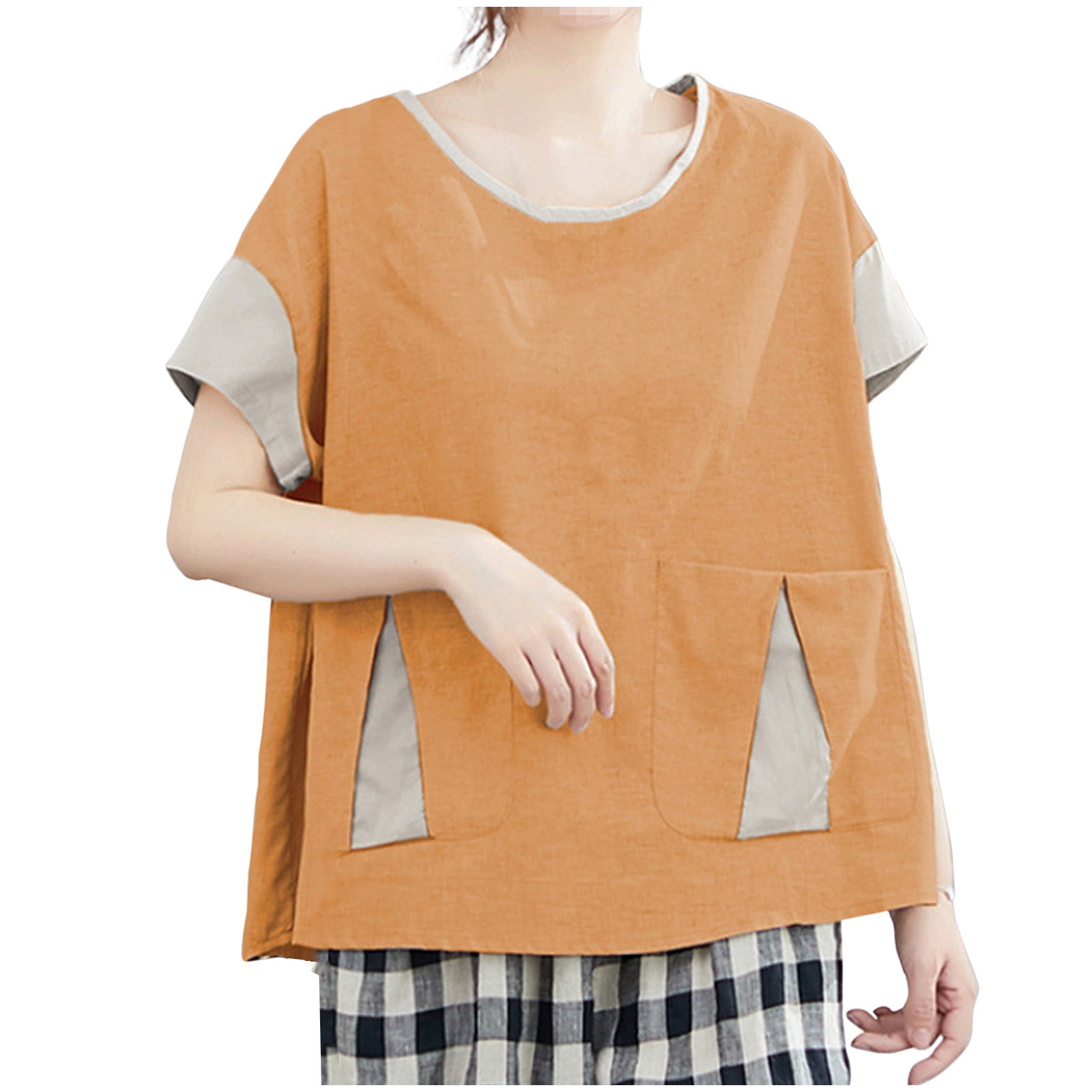 Fengactive Women's Short Sleeve Crew Neck Blouse Summer Casual Fashion ...