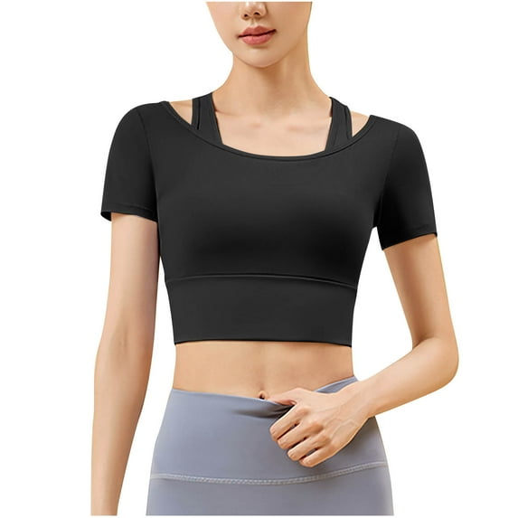 Fengactive Women's Short Sleeve Workout Shirts Tank Gym Running Yoga ...