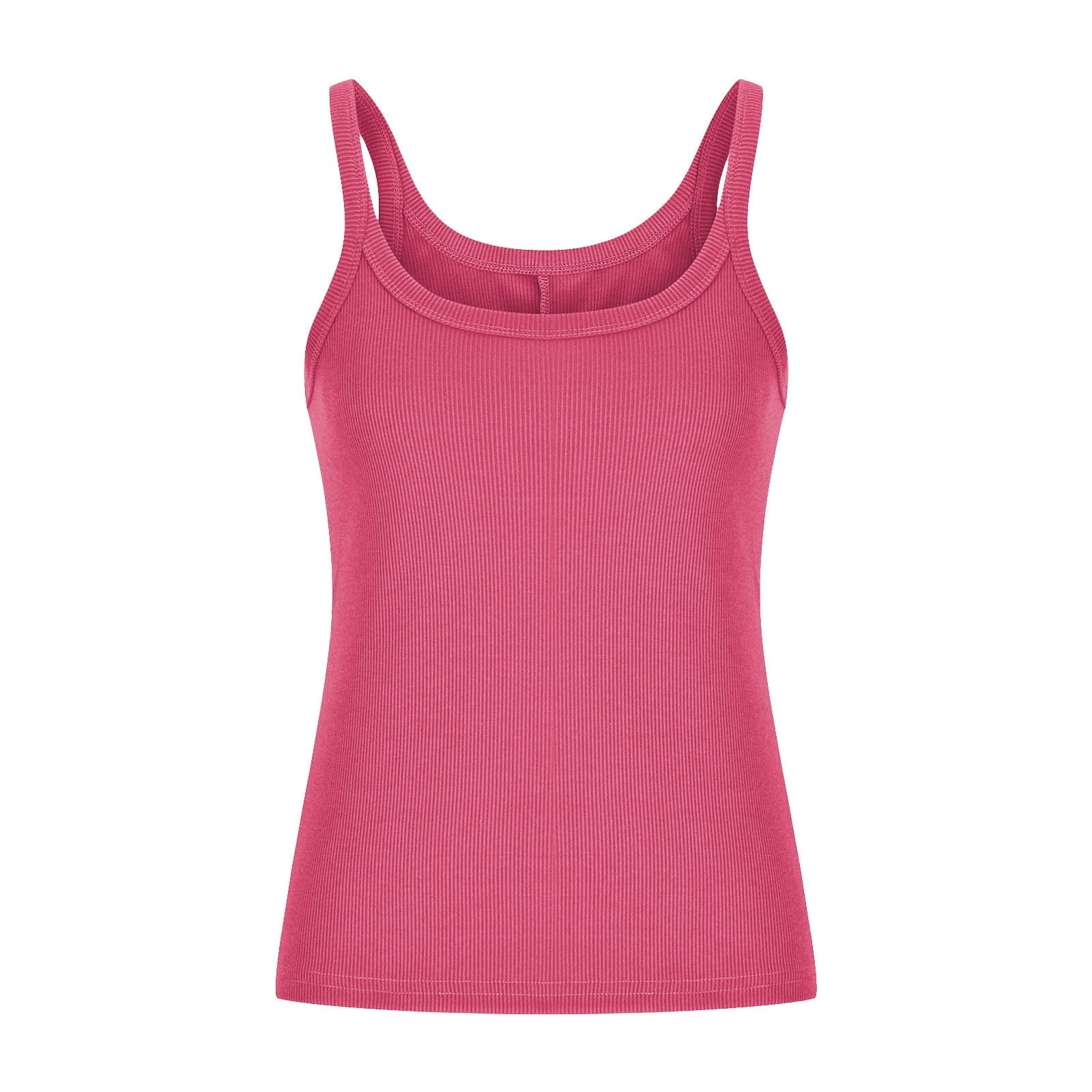Fengactive Women's Sleeveless Tank Top Form Fitting Scoop Neck Ribbed ...