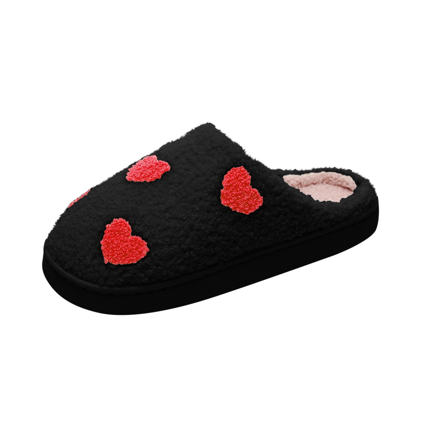 Fengactive Women's ’Valentine's Day Red Heart Print Plush Slippers Cozy ...