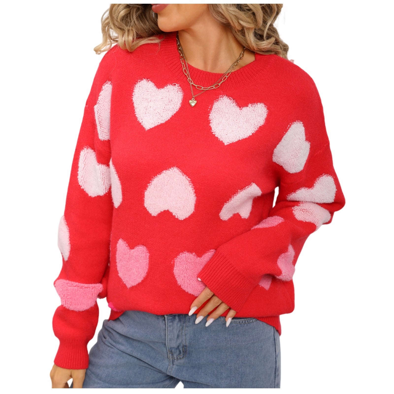Fengactive Womens Cute Pullovers Sweater Fall Winter Casual Round Neck ...