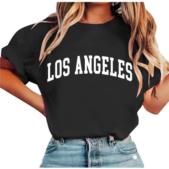 Fengactive Womens Funny Letter Print T-Shirts Casual Crewneck Short ...