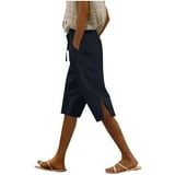 Fengactive Womens High Waist Elastic Shorts Summer Drawstring Straight ...