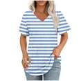 Fengactive Womens Summer Cap Sleeve Tops Trendy V Neck Striped Loose ...