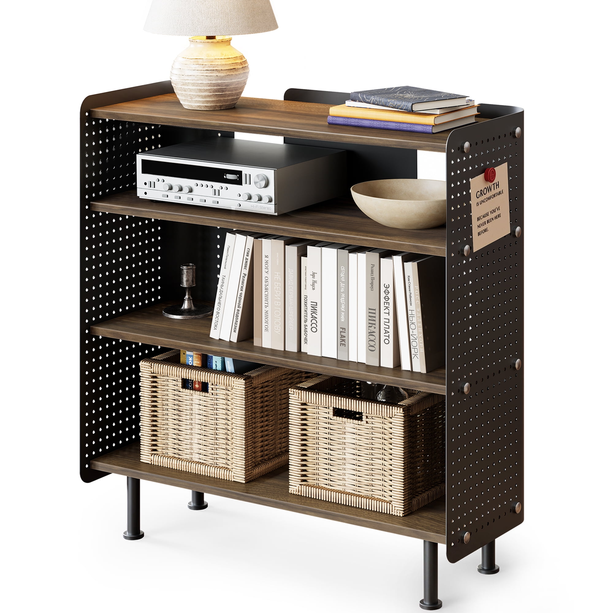 Fenge 4 Tier Bookshelf - Modern Open Bookcase with Pegboard - Walmart.com