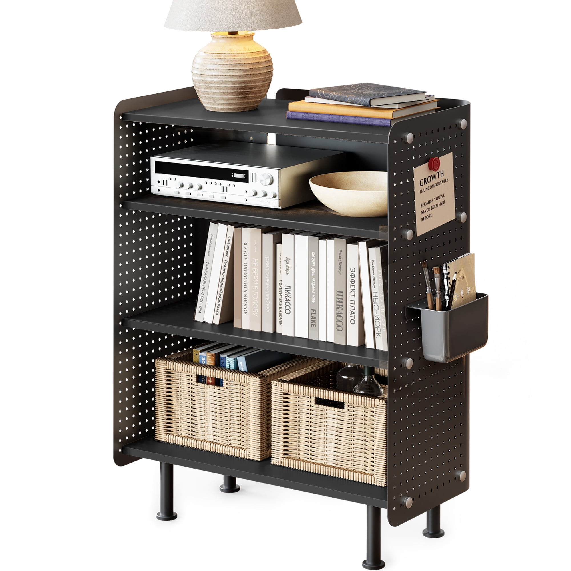 Fenge 4 Tier Bookshelf, Modern Open Bookcase with Pegboard - Walmart.com