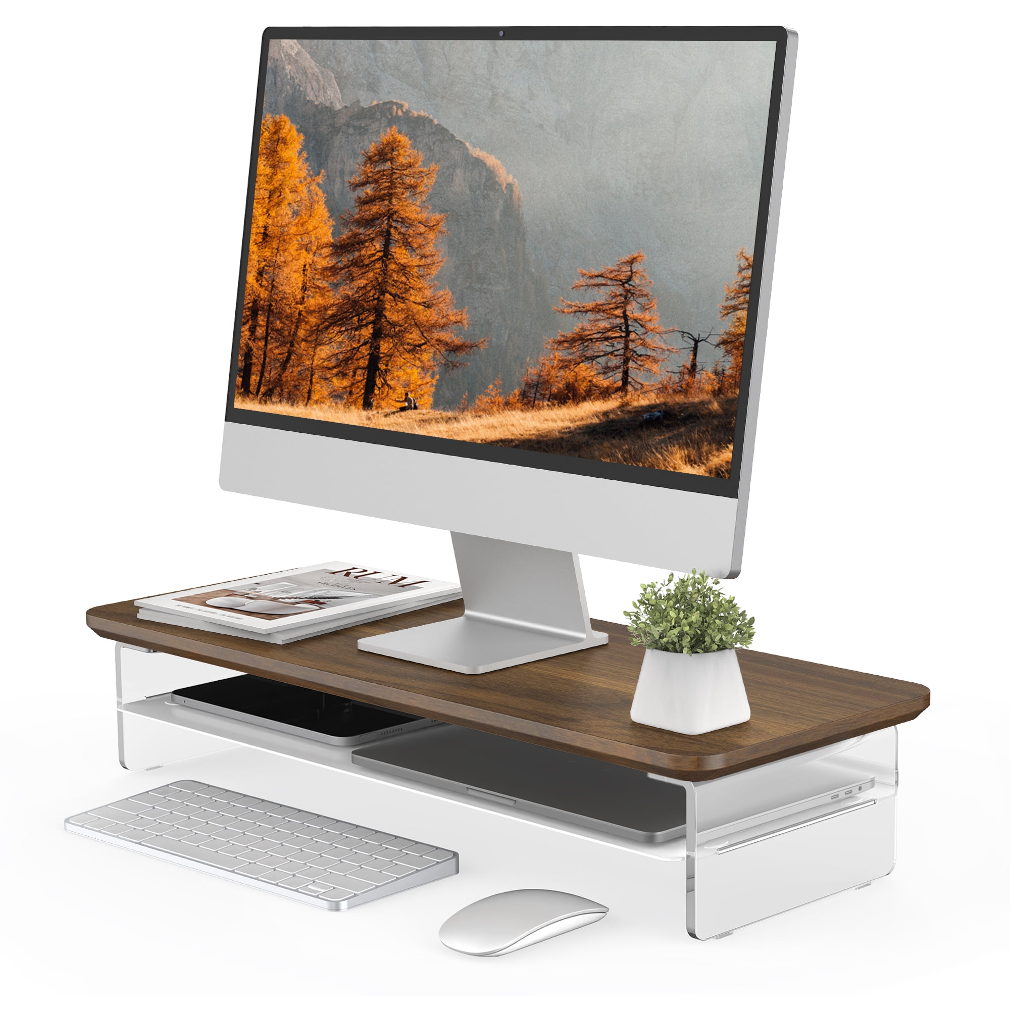 Fenge Acrylic Monitor Stand Riser, 23.6 Inches Acrylic Clear Monitor ...