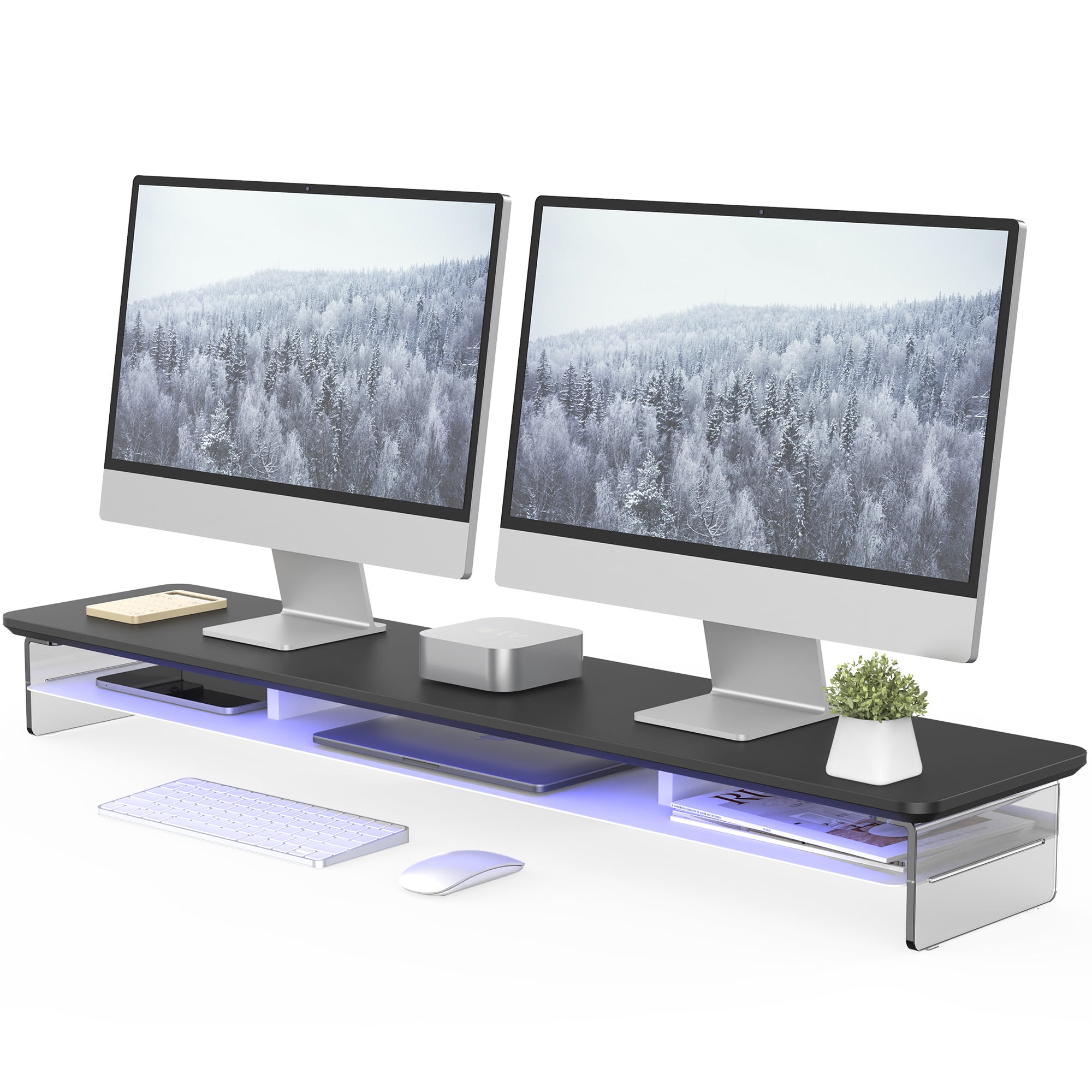 Fenge Acrylic Monitor Stand Riser - LED Light Shelf - Walmart.com