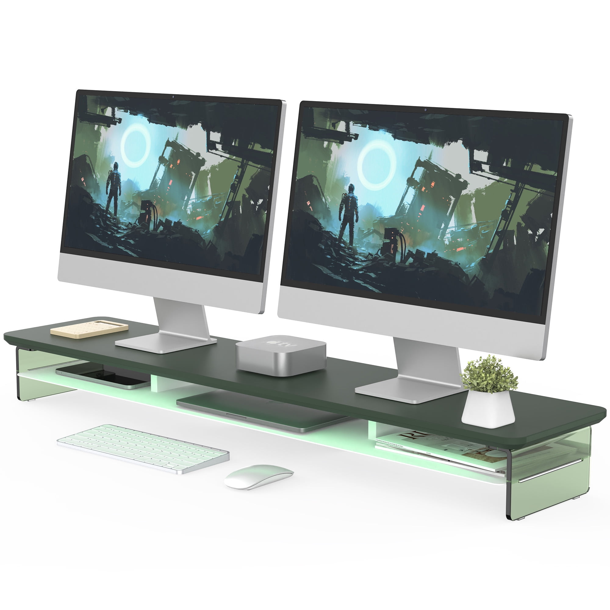 Fenge Acrylic Monitor Stand Riser, 42.5 Inches Dual Monitor Stand with ...