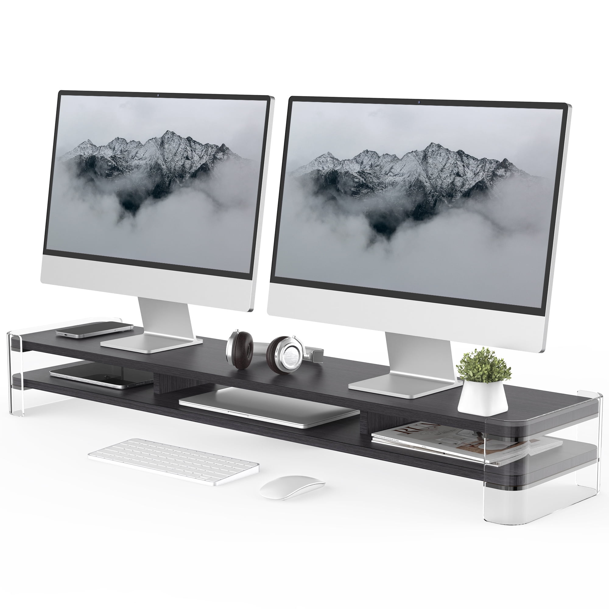 Fenge Acrylic Monitor Stand Riser, 43.1 inch Clear Dual Acrylic ...