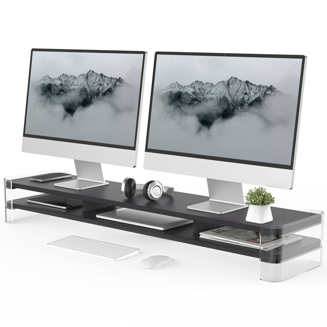 Fenge Acrylic Monitor Stand Riser, 43.1 inch Clear Dual Acrylic ...