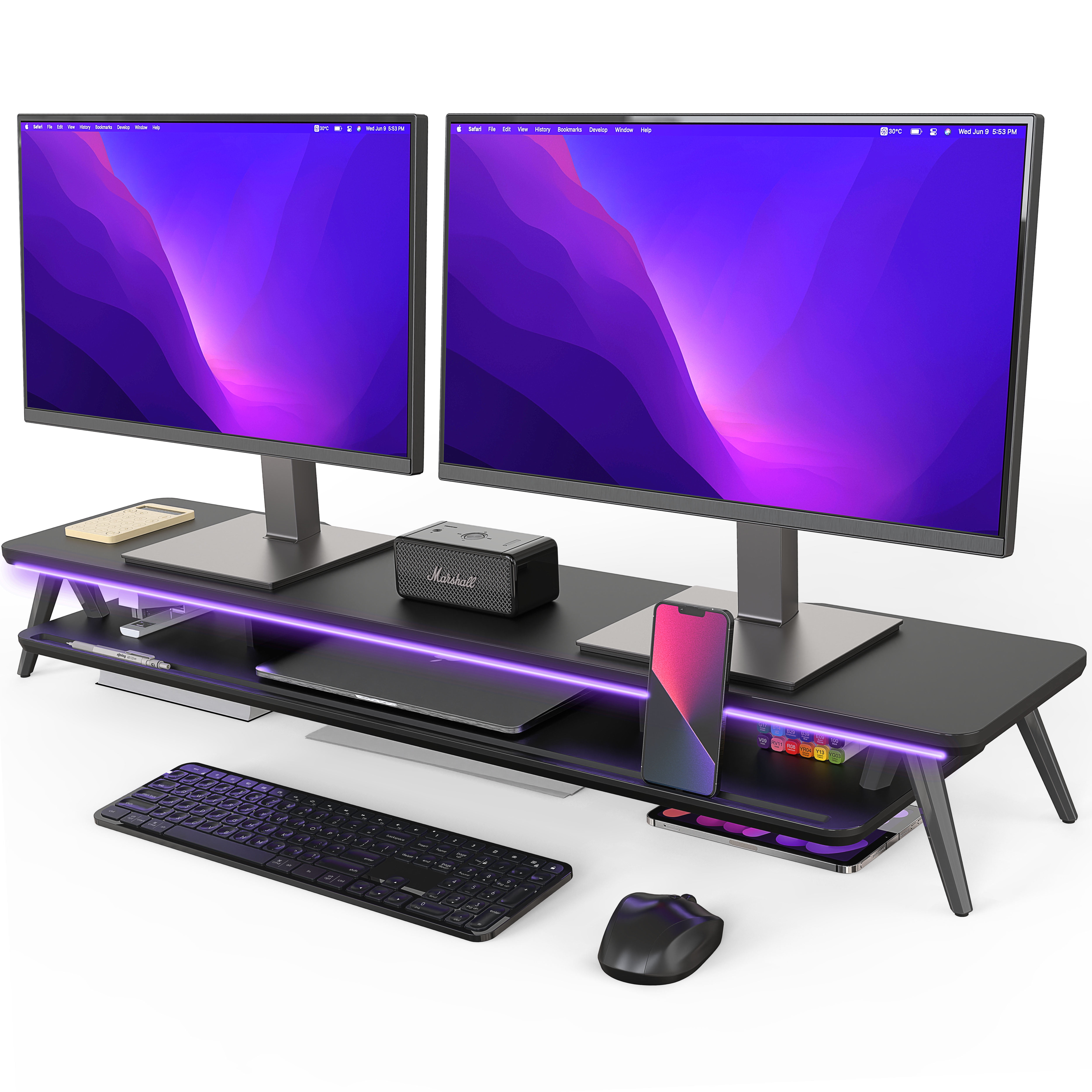 Free Shipping! Fenge Dual Monitor Stand with RGB LED Light, 42.5 Inch ...
