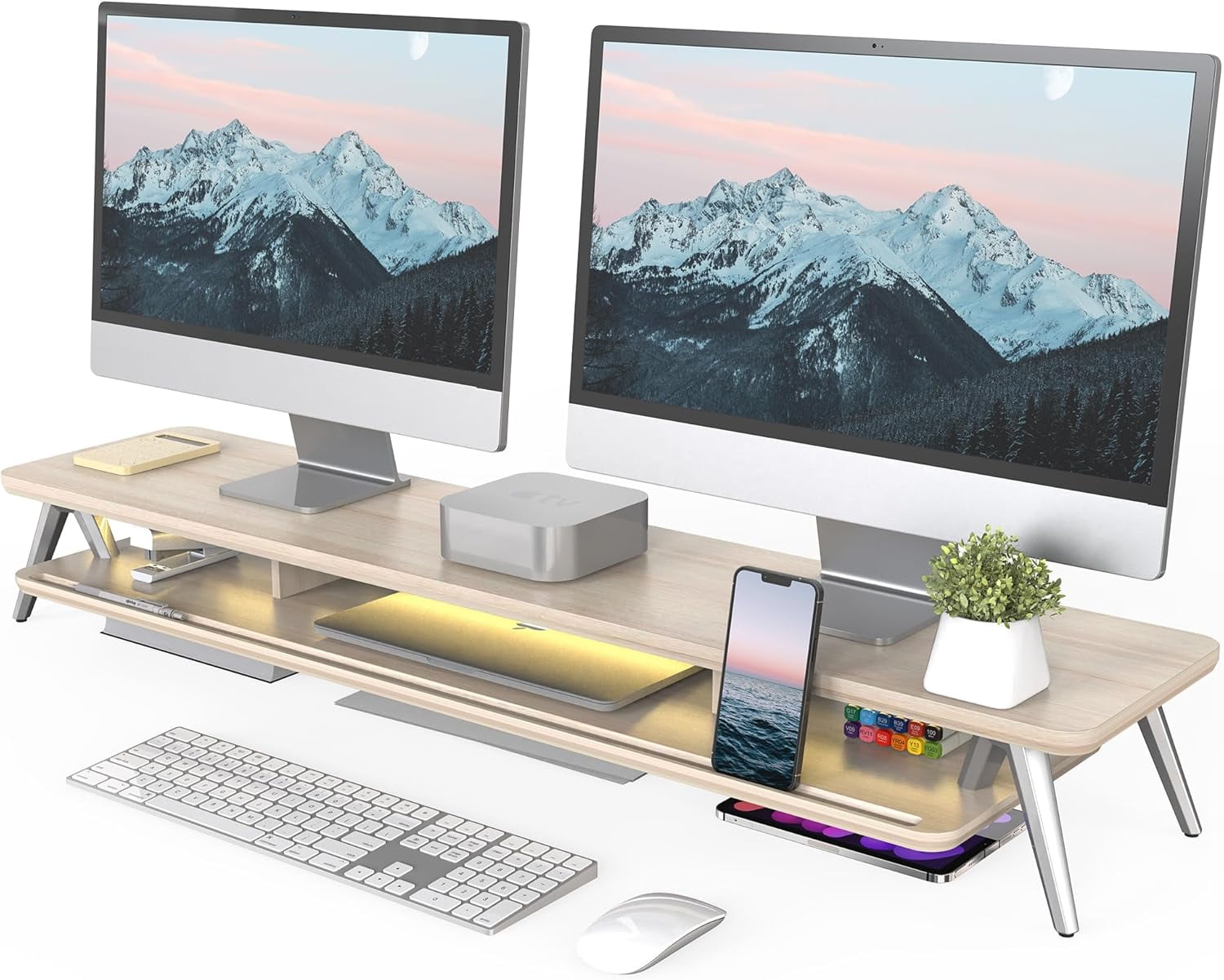 Fenge Dual Monitor Stand, Monitor Stands Riser for 2 Monitors, 42.5 ...