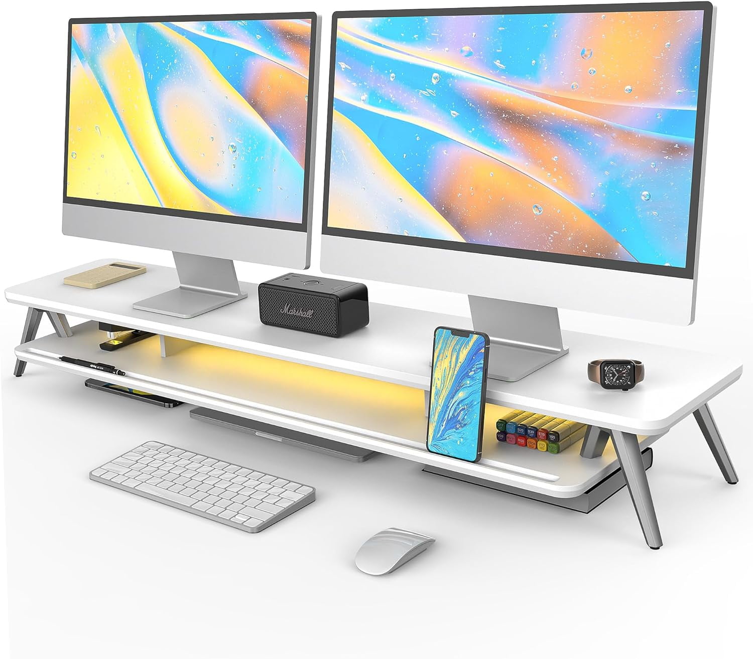 Fenge Dual Monitor Stand - 42.5 Inch Riser for 2 Monitors - Walmart.com
