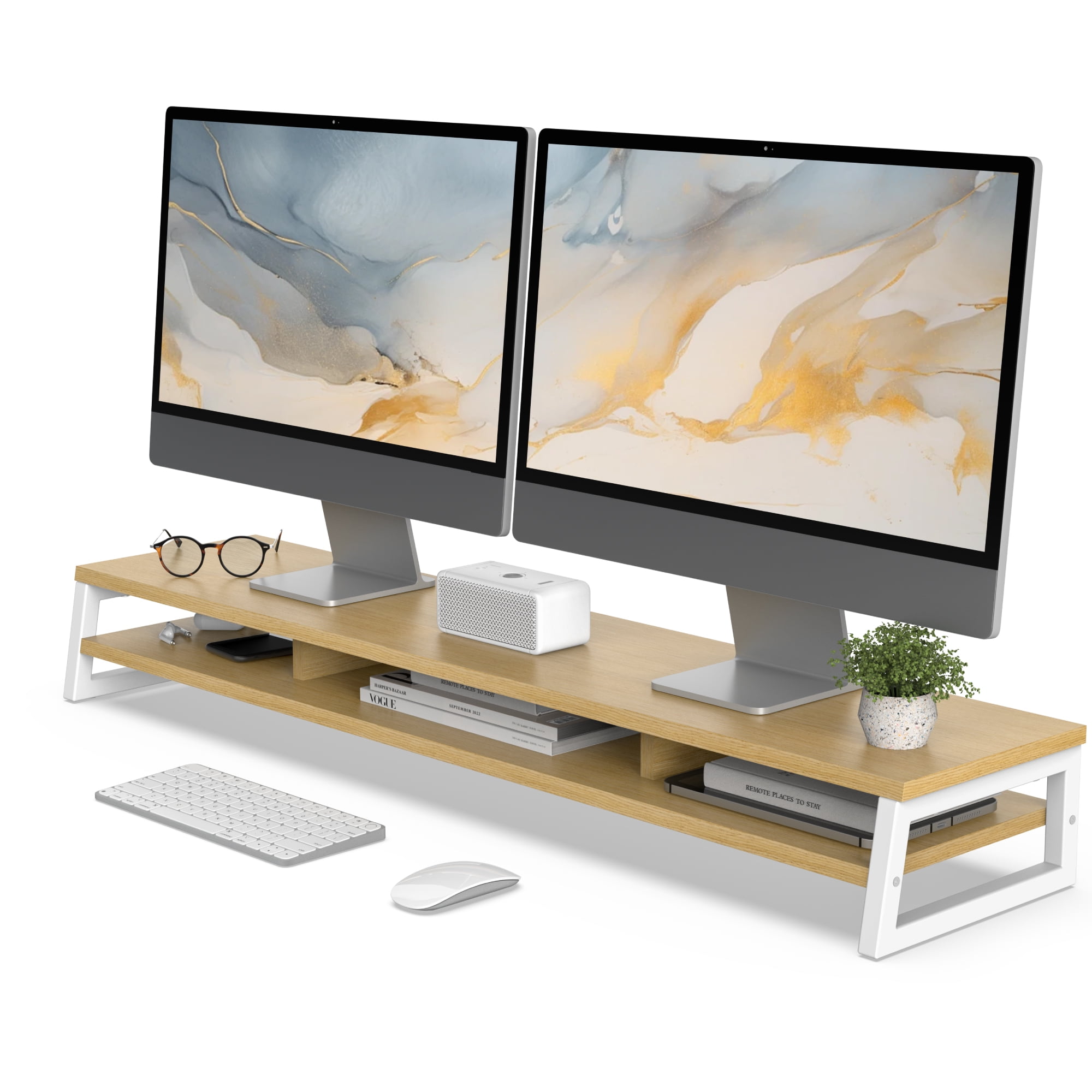 Fenge Dual Monitor Stand Riser for Desk, 42.5in Large Monitor Stands ...