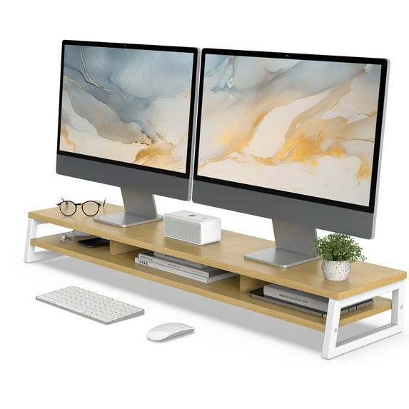 Fenge Dual Monitor Stand Riser for Desk, 42.5in Large Monitor Stands ...