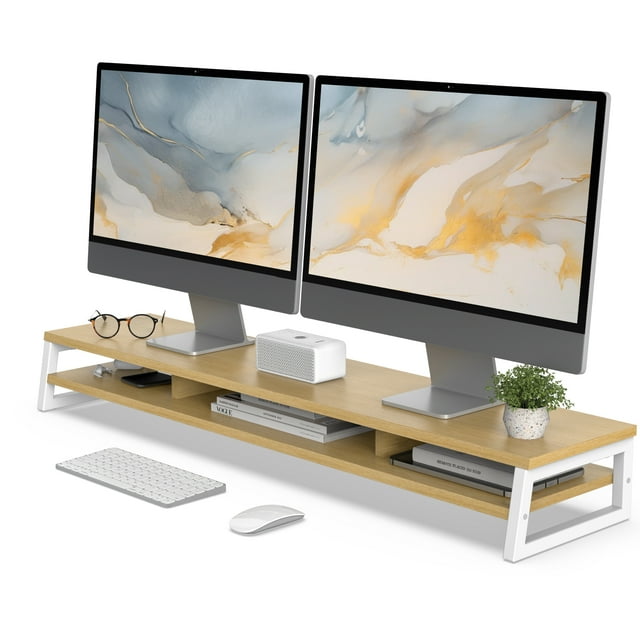 Fenge Dual Monitor Stand Riser for Desk, 42.5in Large Monitor Stands ...