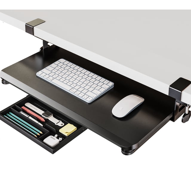 Fenge Keyboard Tray Under Desk, Pull Out Keyboard & Mouse Tray with C ...