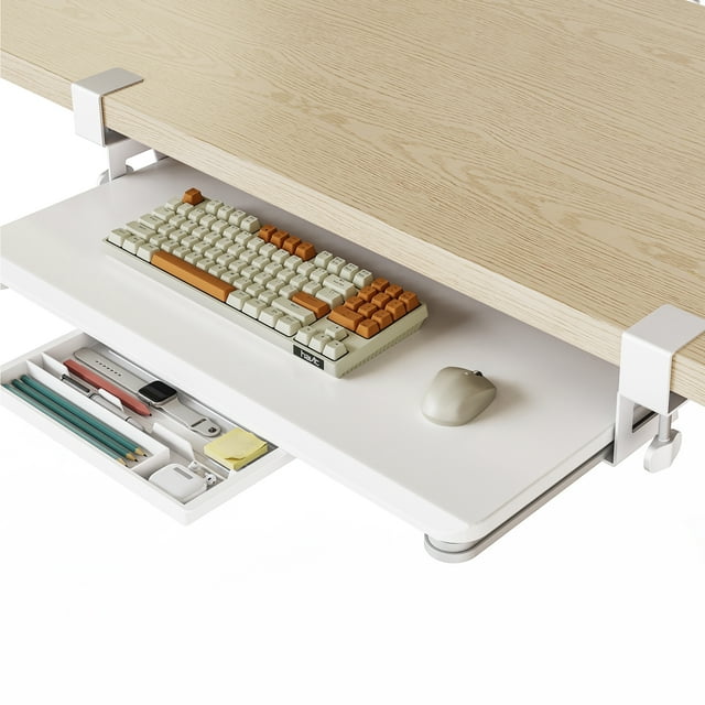 Fenge Keyboard Tray Under Desk, Pull Out Keyboard & Mouse Tray with C Clamp Mount - Walmart.com