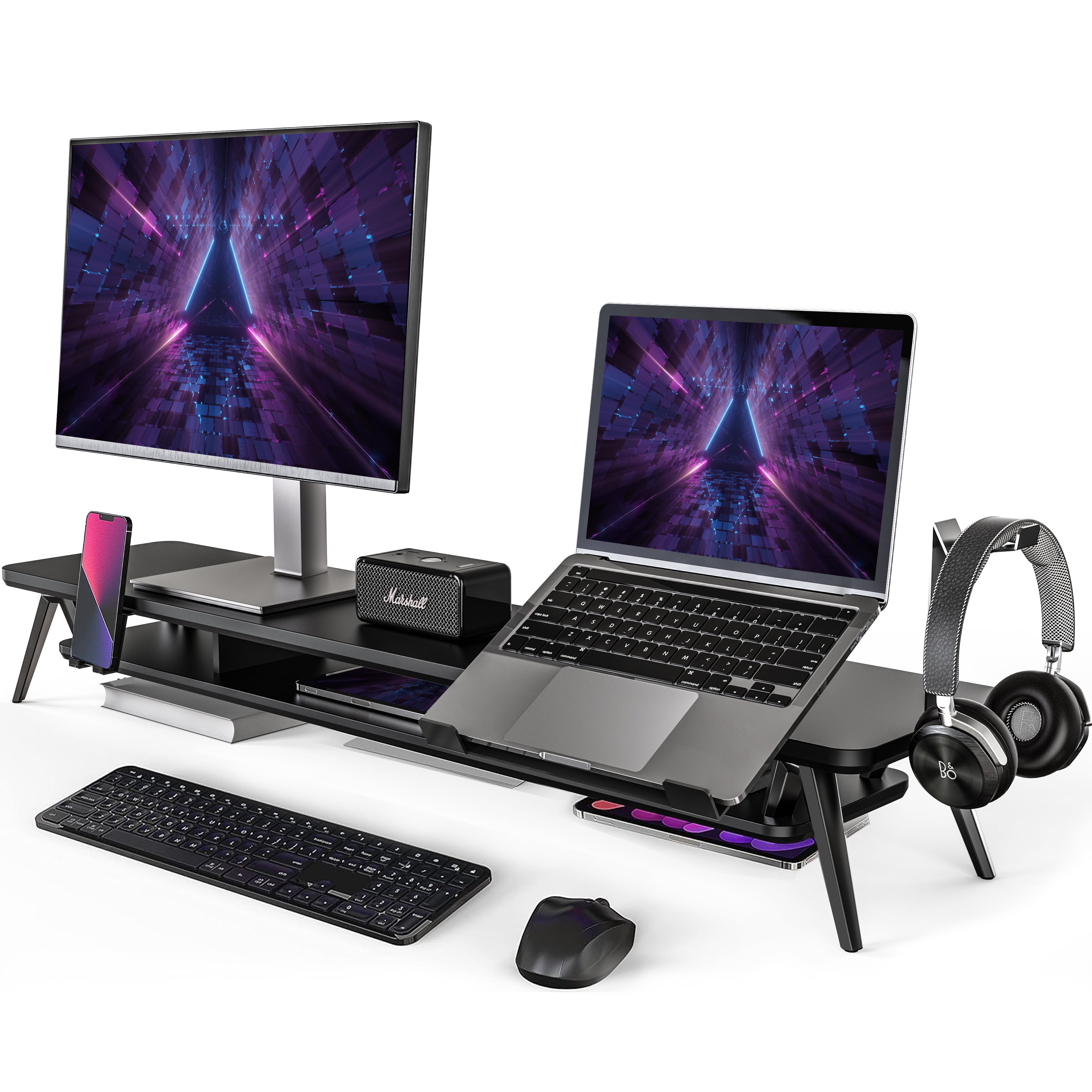 Fenge Monitor Stand, Dual Monitor Riser for 2 monitors with Adjustable ...