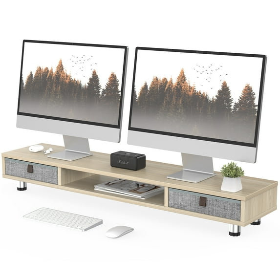 Fenge Monitor Stand, Dual Monitor Stand with 2 Drawers - Walmart.com