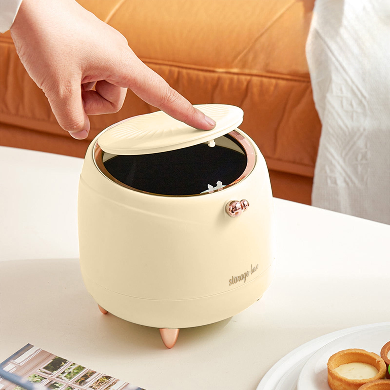 Fengerxian Cleaning under $10 Desktop Trash Can Press Type Living Room ...