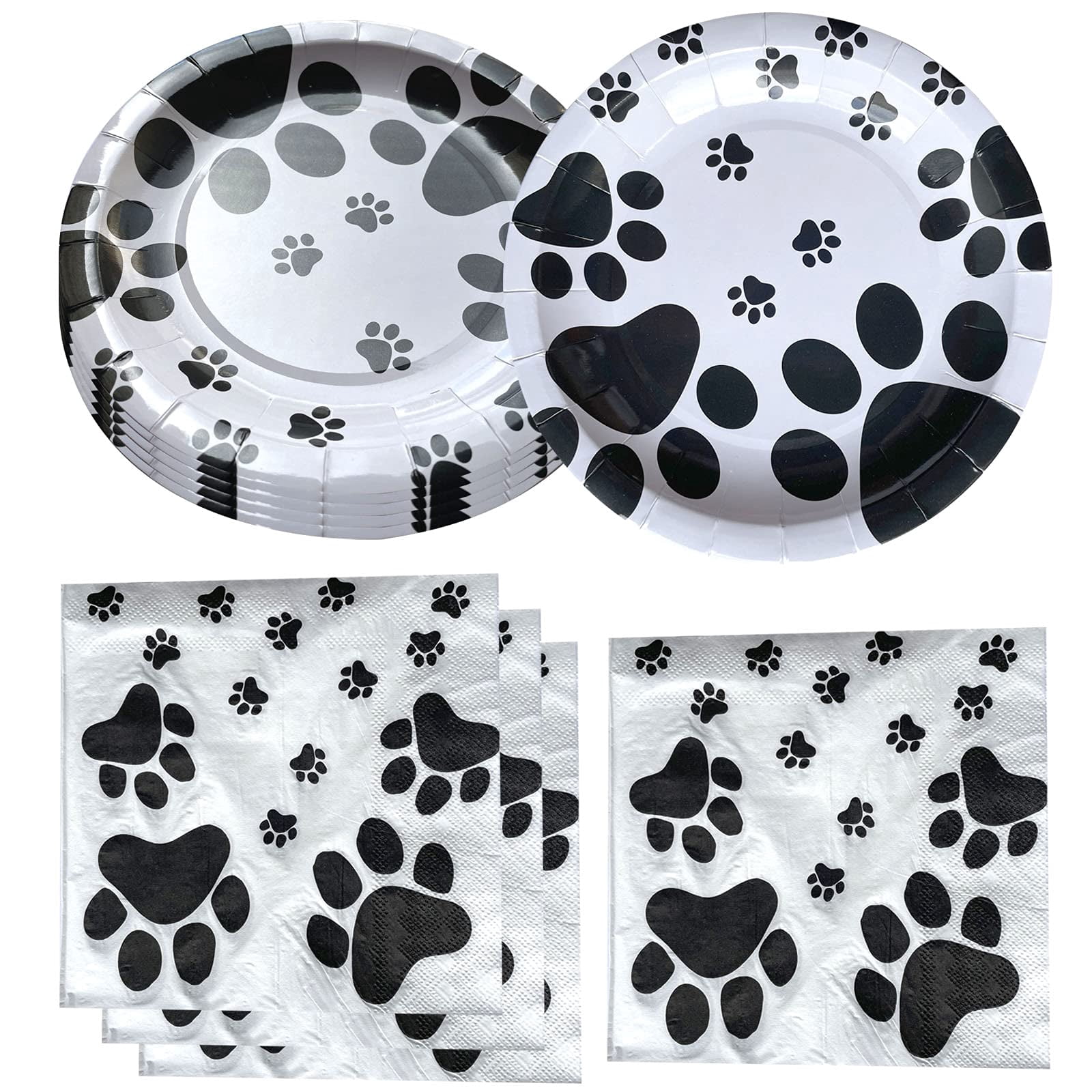 Fenghu 40Pcs Dog Paw Prints Birthday Party Supplies, 20 Plates and 20 ...