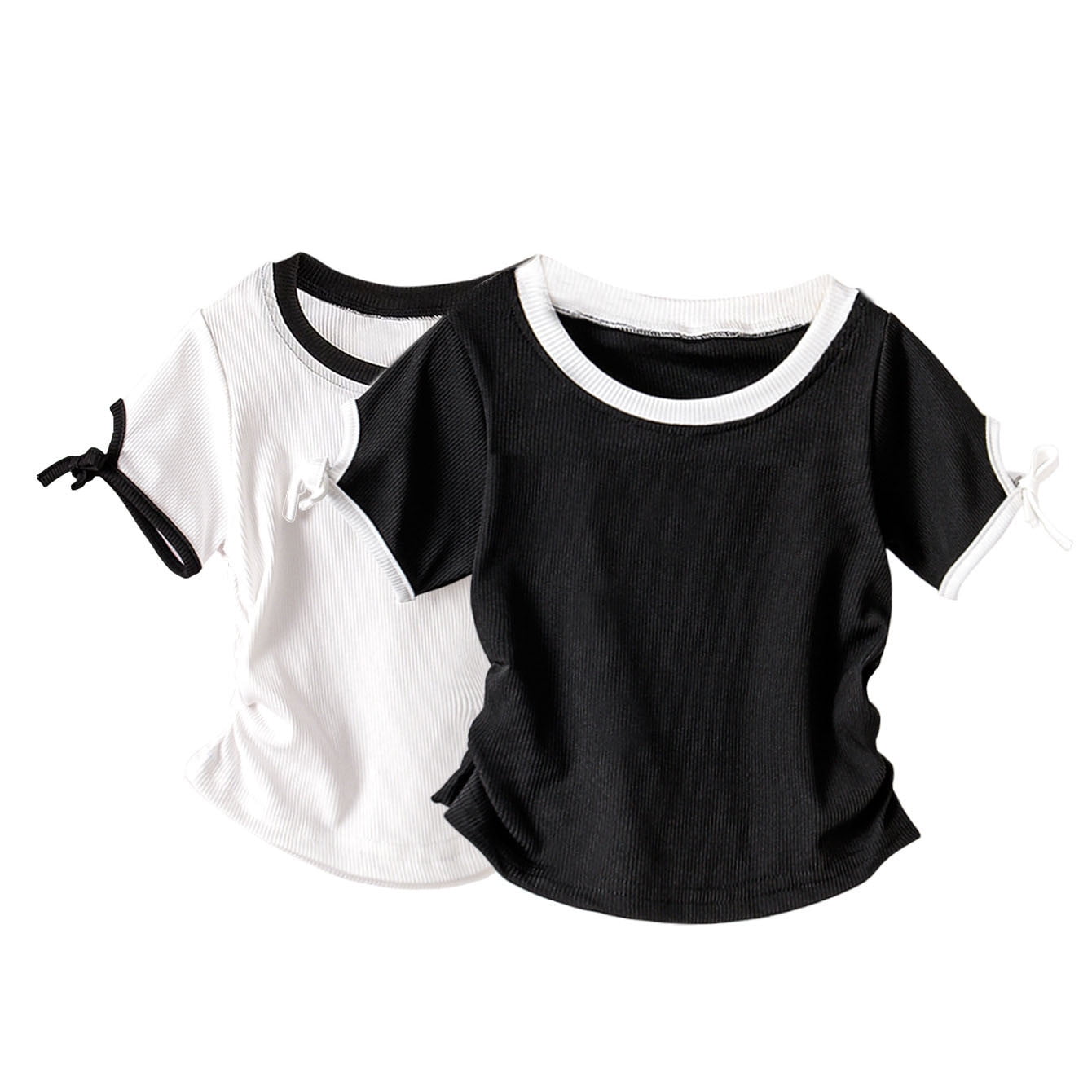 Fengqque 2-Piece Slim Fit Solid Color Outfits for Small & Medium Girls ...