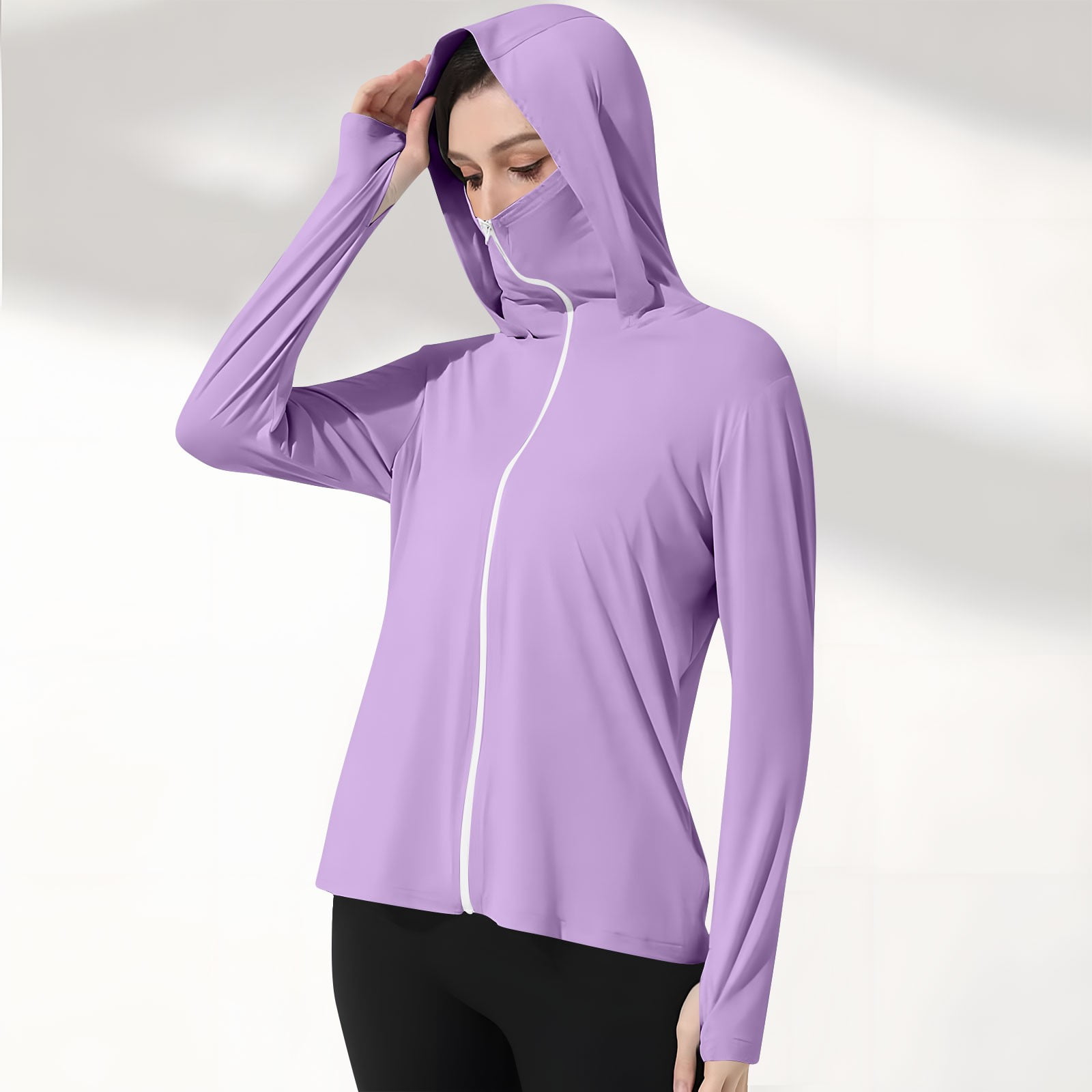 Fengqque Athletic Tops for Women Long Sleeve,Women's Full Zipper ...