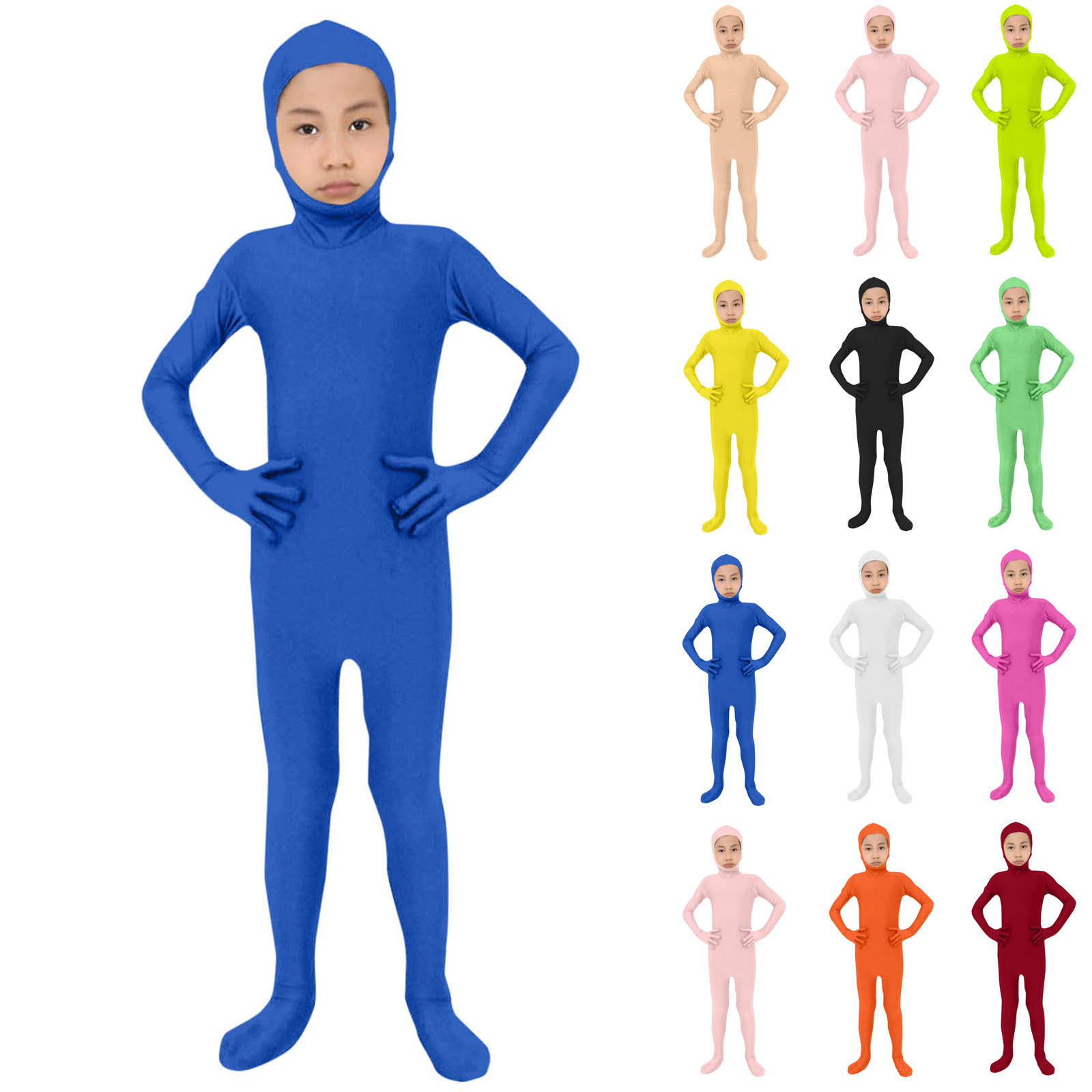 Fengqque Boys and Girls Long-sleeved Hooded Solid Color Tight Fitting ...