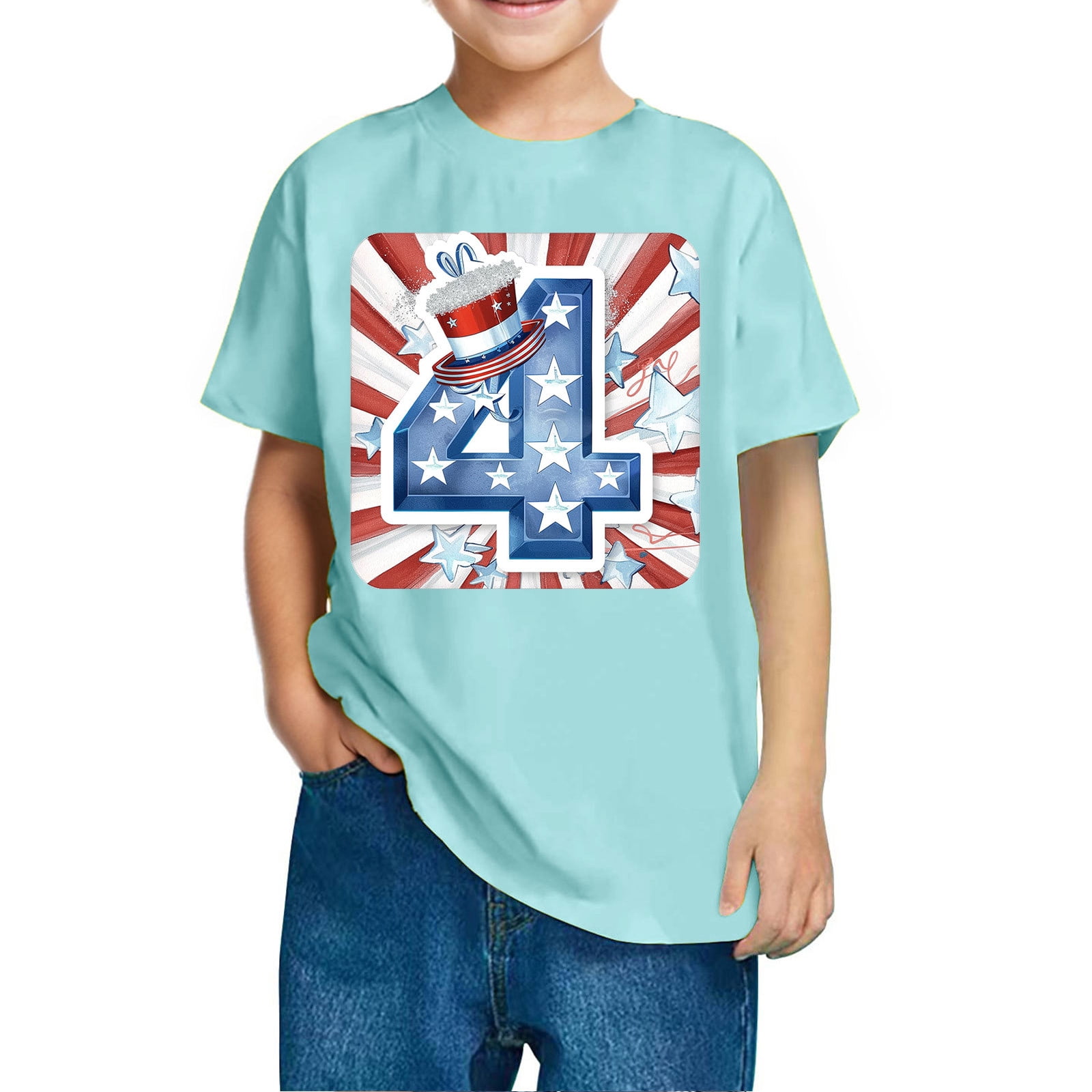 Fengqque Independence Day Cotton T-Shirts for Boys & Girls - Short ...