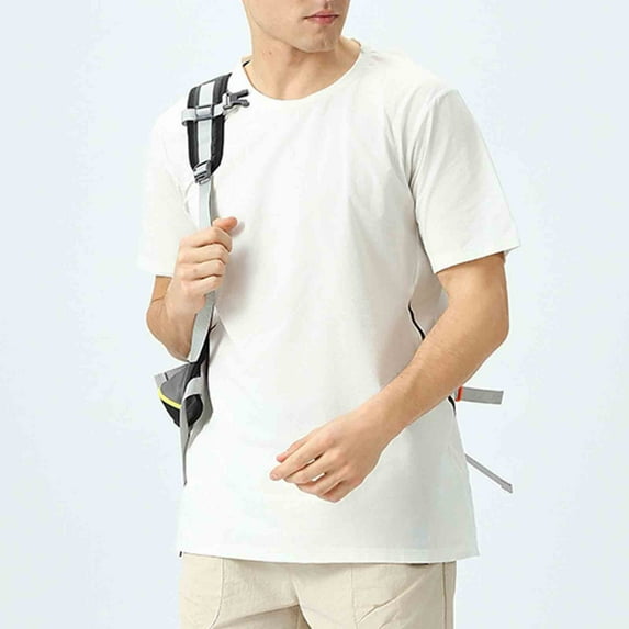 Fengqque Men's Casual Breathable Workout Shirts Quick Dry Moisture ...