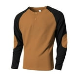 Fengqque Men's Color Block Casual Crewneck Long Sleeved Quarter Button ...