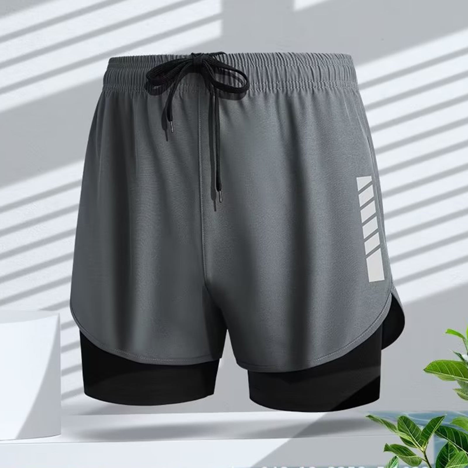 Fengqque Men's Dual-Layer Gym Shorts Lightweight Quick Dry Running ...