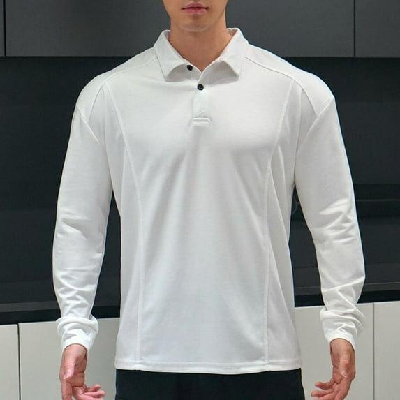 Fengqque Men's Fashion Casual Solid Color Long Sleeved Lapel Single ...