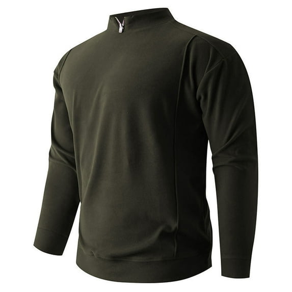 Fengqque Men's Fashion Casual Solid Color Long Sleeved Stand Collar ...