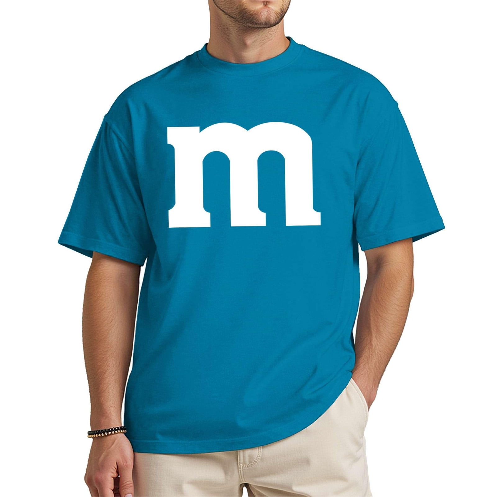 Fengqque Men's Fashion Short Sleeve Round Neck Letter Print Loose ...