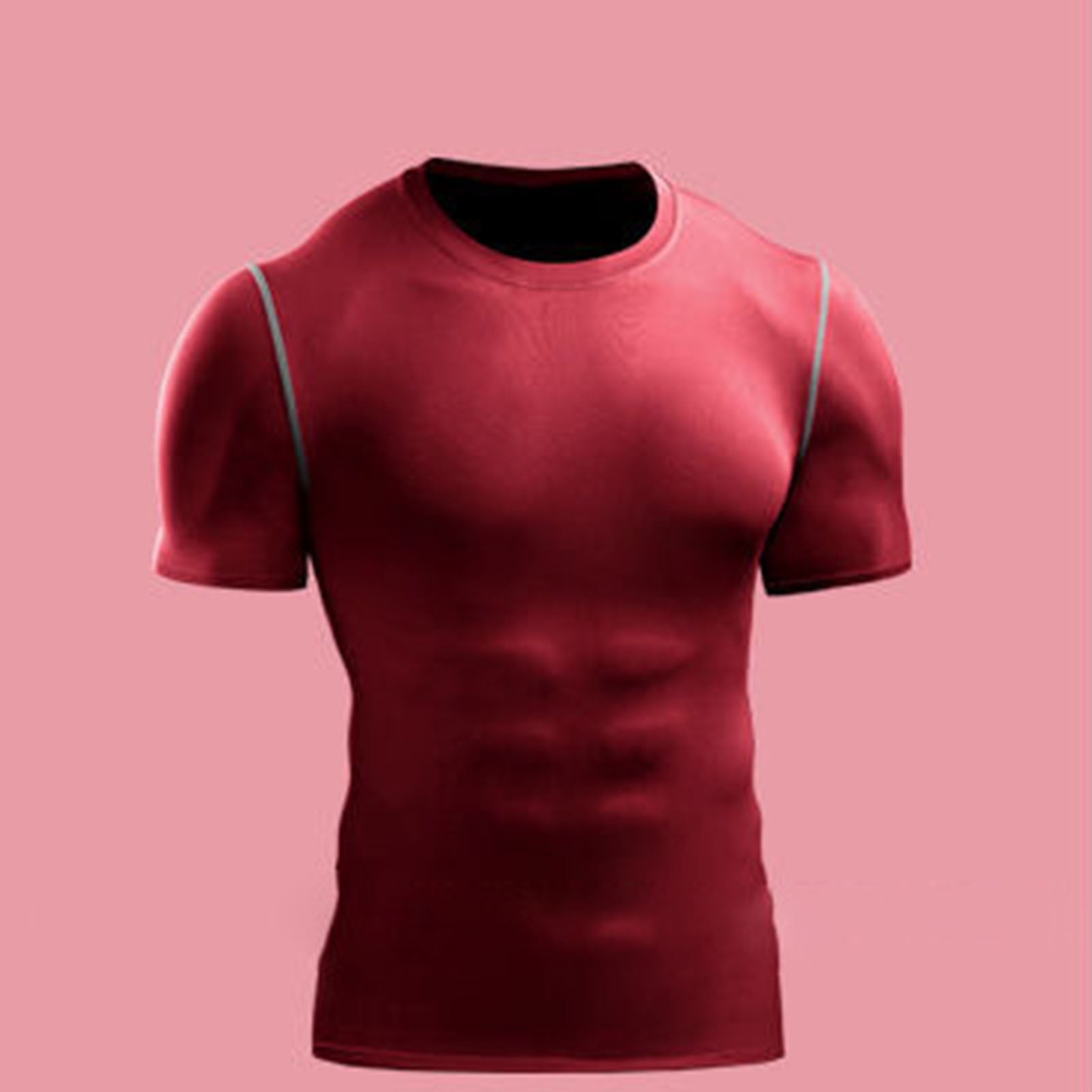 Fengqque Men's Leisure Daily Solid Color Short Sleeve Round Neck Sports ...