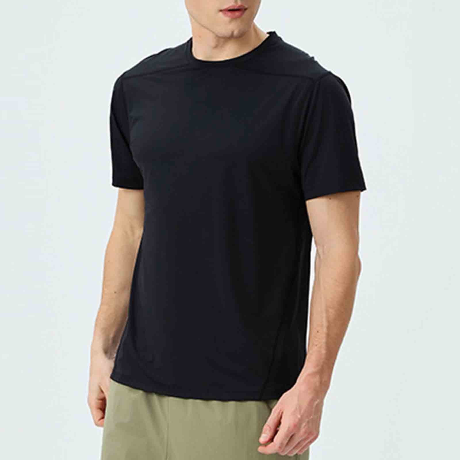 Fengqque Men's Solid Color Ice Silk Quick Drying T-shirt Outdoor Casual ...