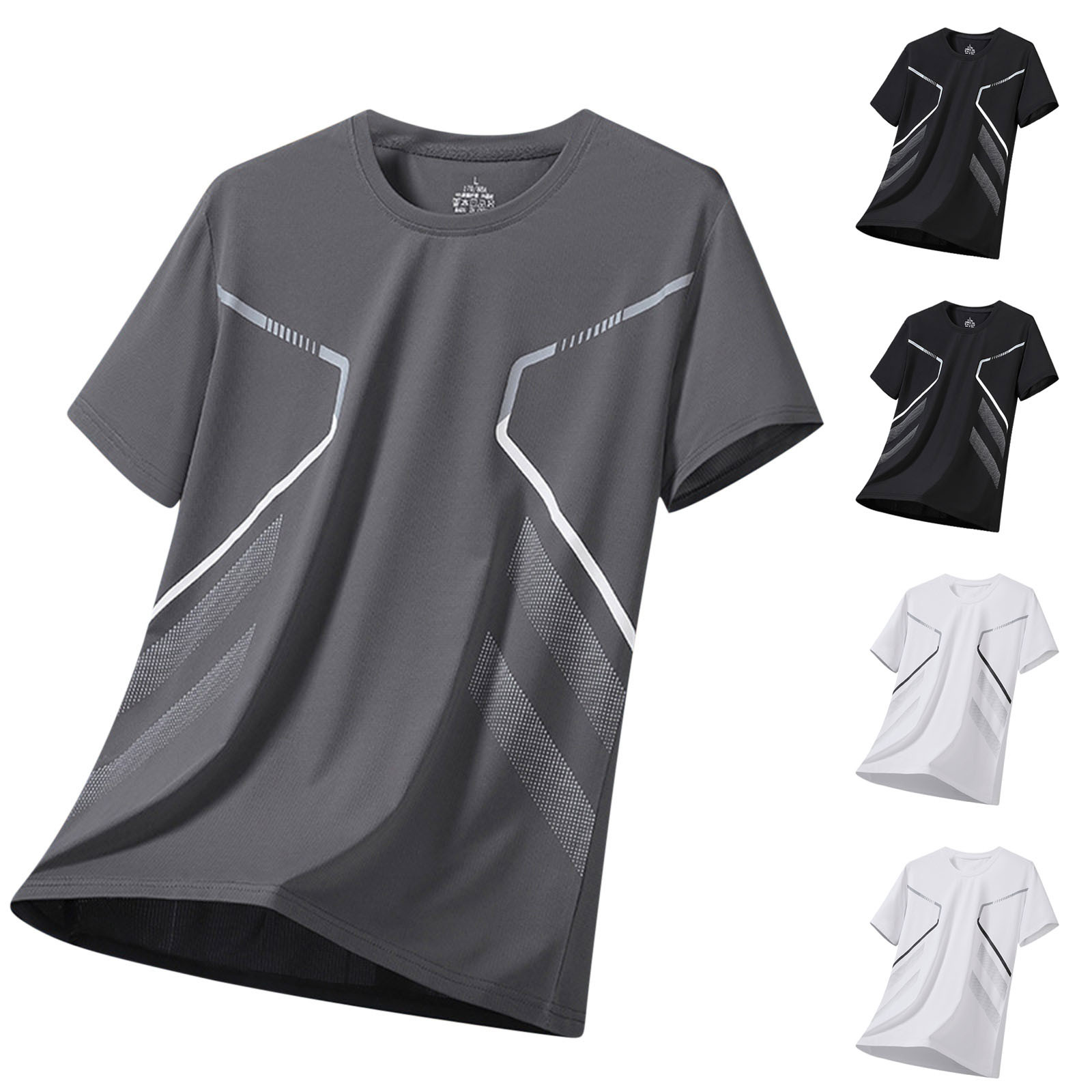 Fengqque Men's Solid Color Printing Sports Summer Breathable Short ...