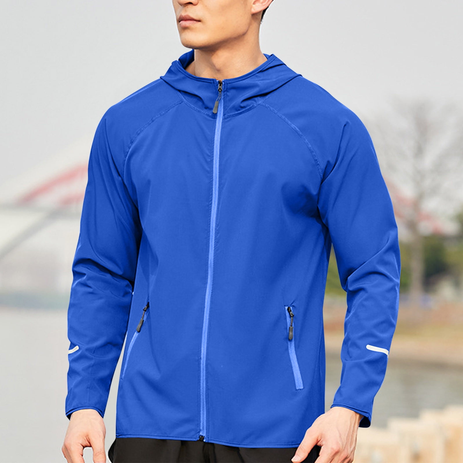 Fengqque Men's Summer Solid Color Lightweight Reflective Fitness ...
