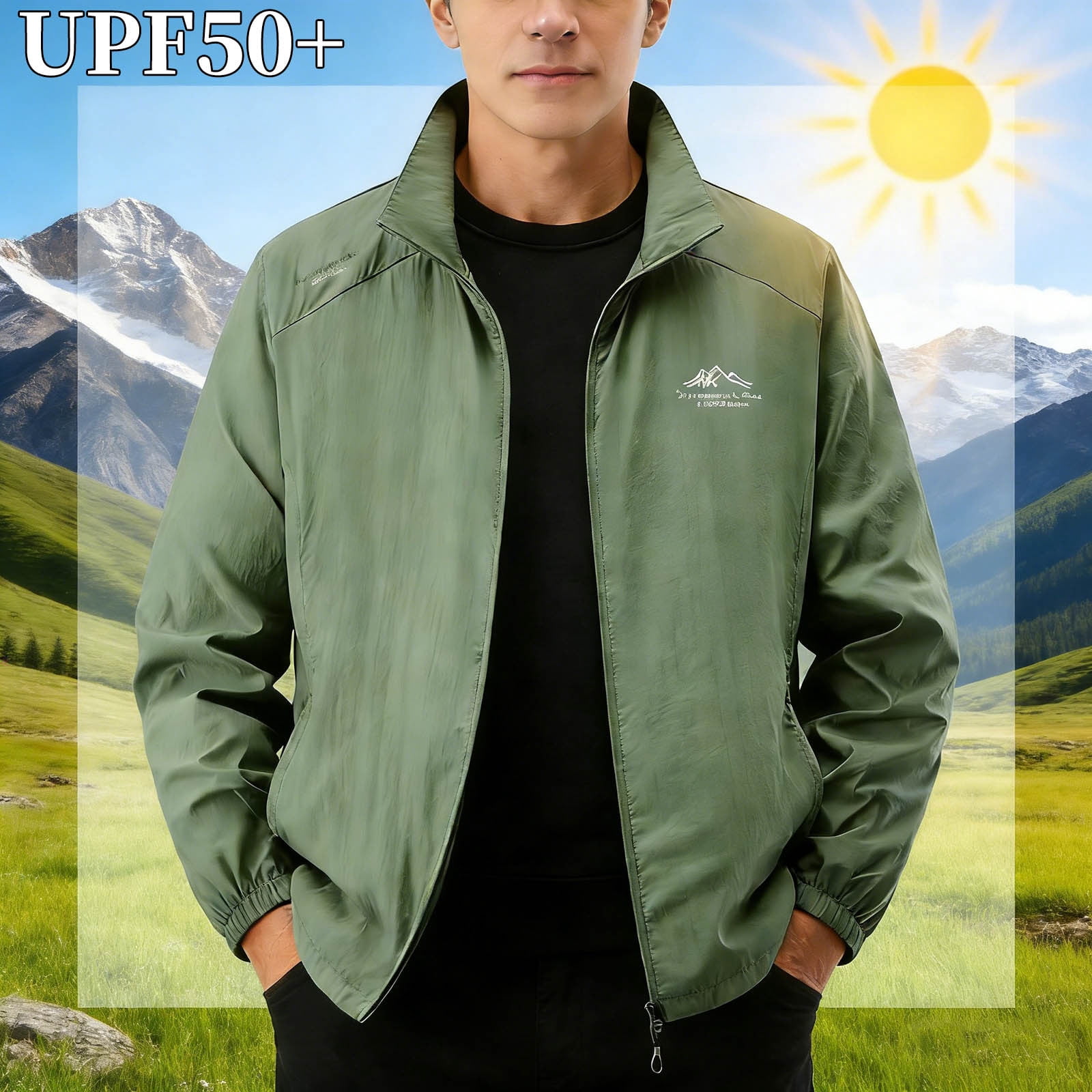 Fengqque Men's Sun Protection Clothing Zipper Casual Quick Drying ...