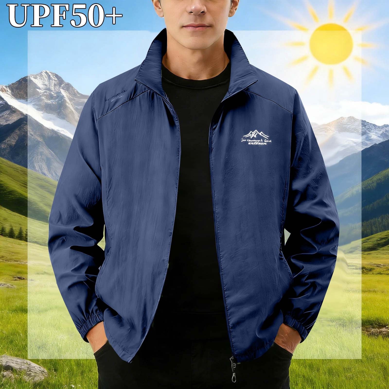 Fengqque Men's Sun Protection Clothing Zipper Casual Quick Drying ...