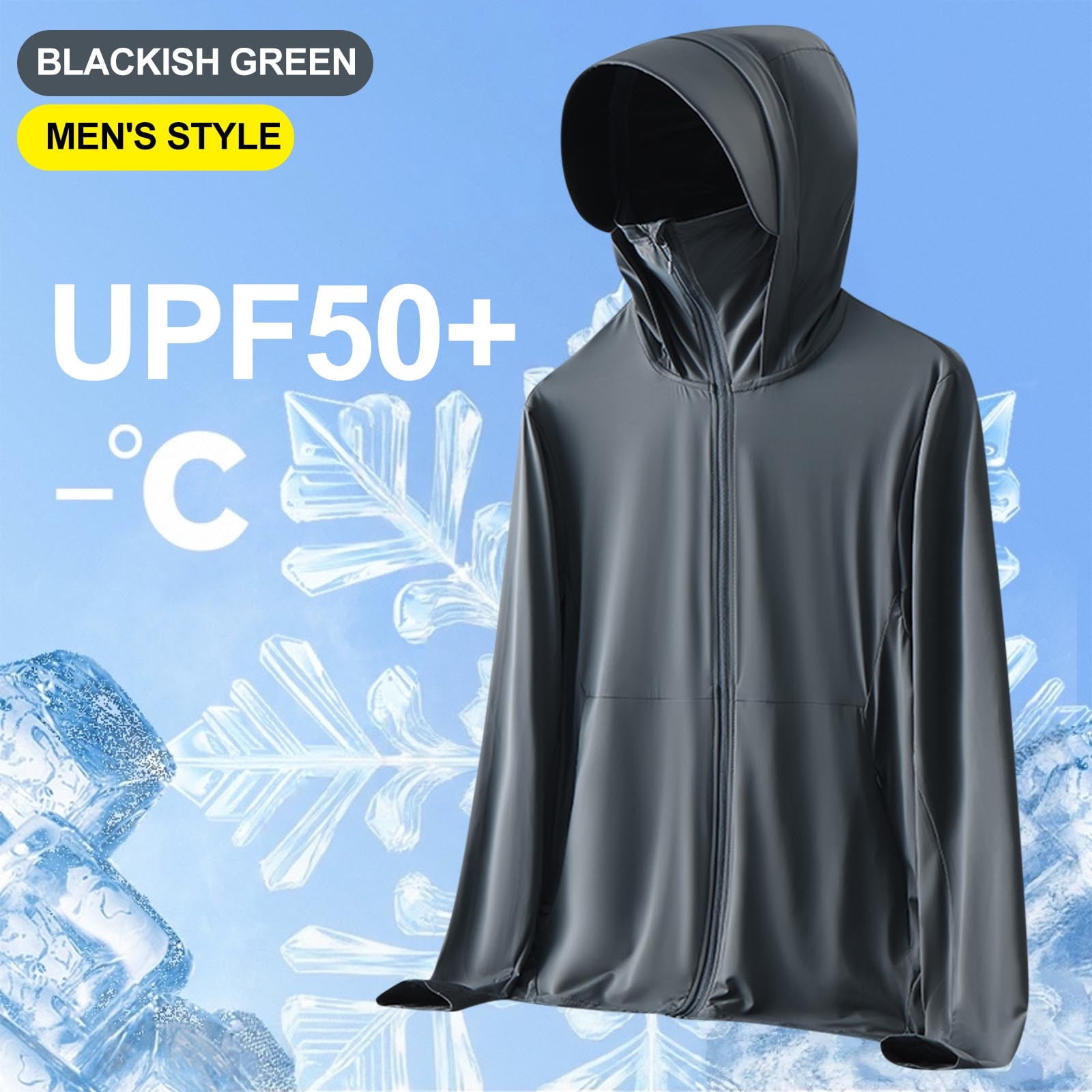 Fengqque Men's Sun Protection Hoodie with Mask Long Sleeve Shirt Men ...