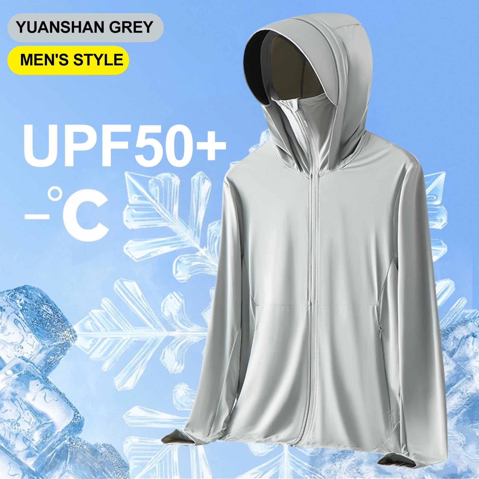 Fengqque Men's Sun Protection Hoodie with Mask Long Sleeve Shirt Men ...