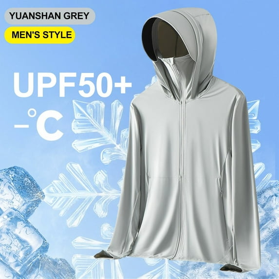 Fengqque Men's Sun Protection Hoodie with Mask Long Sleeve Shirt Men ...